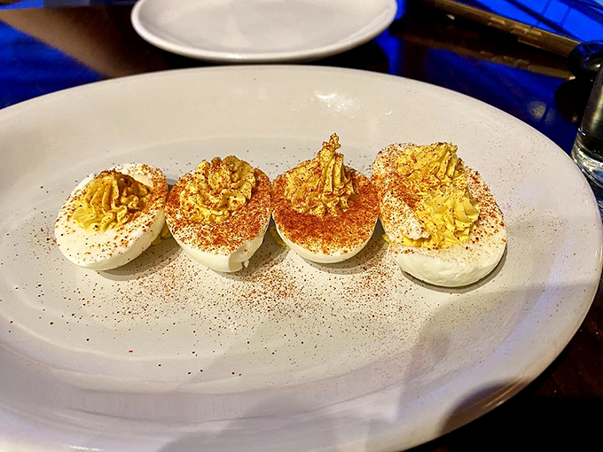 These aren't your grandma's deviled eggs – unless your grandma was a gourmet rebel with a cause.