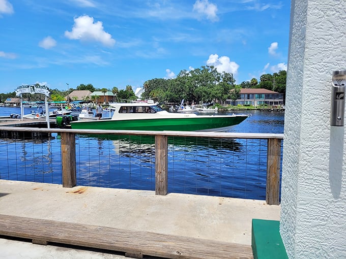 Boats and docks as far as the eye can see. It's like a nautical version of a parking lot, but way more fun!