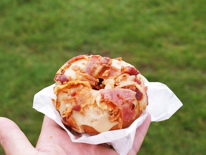 Behold, the crown jewel of carbs! This bacon-topped beauty is what happens when breakfast and dessert have a delicious love child.