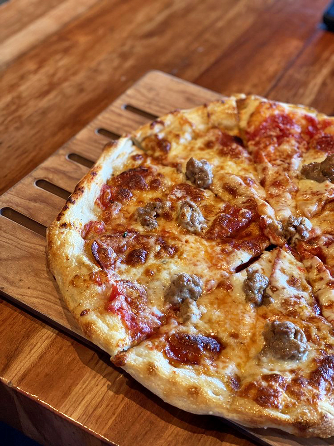 Behold the Gladiator Pizza! It's armed with a crispy crust and topped with enough meaty goodness to make Russell Crowe jealous. Are you not entertained?