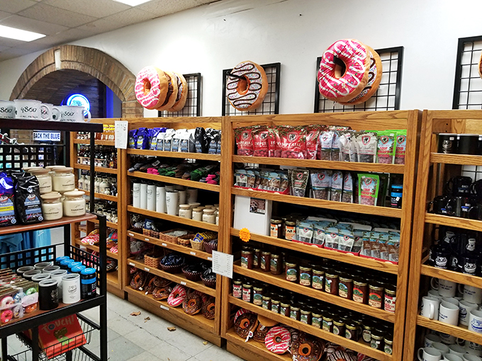 A candy store for grown-ups! These shelves are stocked with more goodies than you can shake a nightstick at. It's like Halloween for the young at heart.