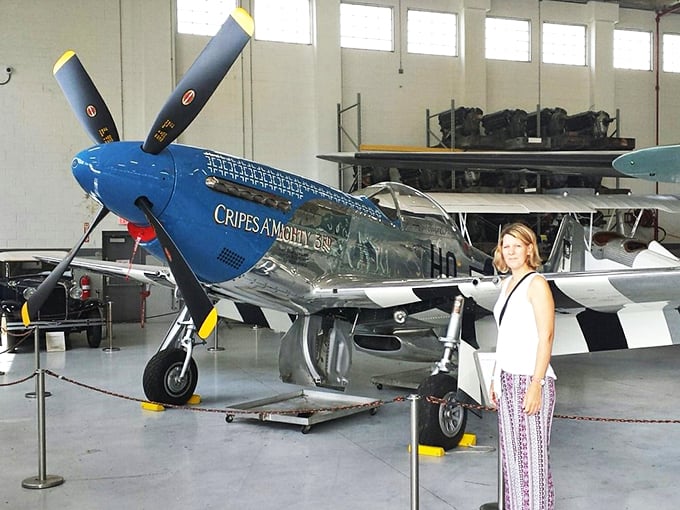 "And here's where the pilot would sit..." Visitors get up close and personal with these magnificent flying machines.