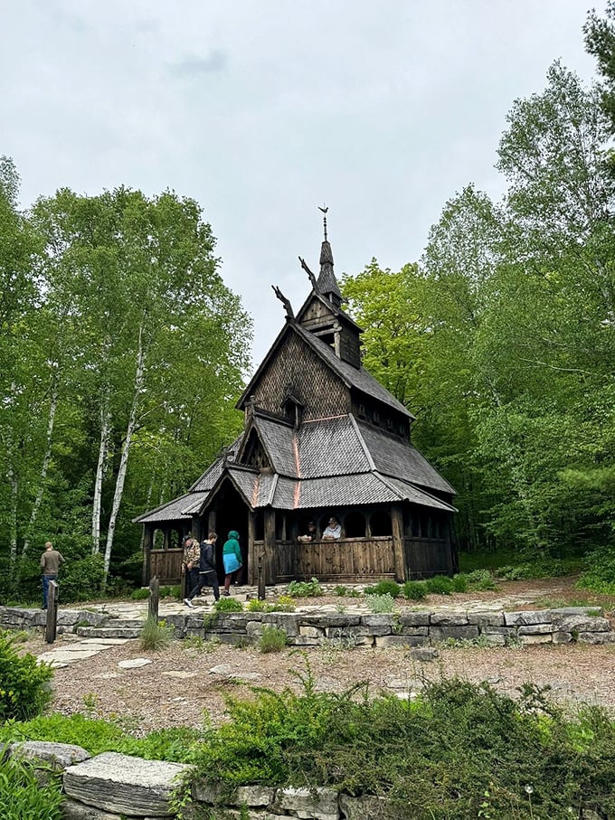 "And on the eighth day, God said 'Let there be tourists.'" Visitors bask in the golden glow of this pine paradise.