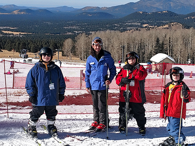 Ski school or future Olympian training ground? These pint-sized powder hounds are mastering the slopes with more determination than me trying to open a jar of pickles.