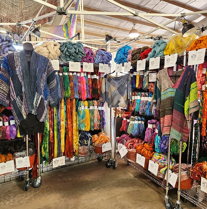 Dive into a rainbow of yarn at Jefferson's market &ndash; it's like Willy Wonka opened a craft store!