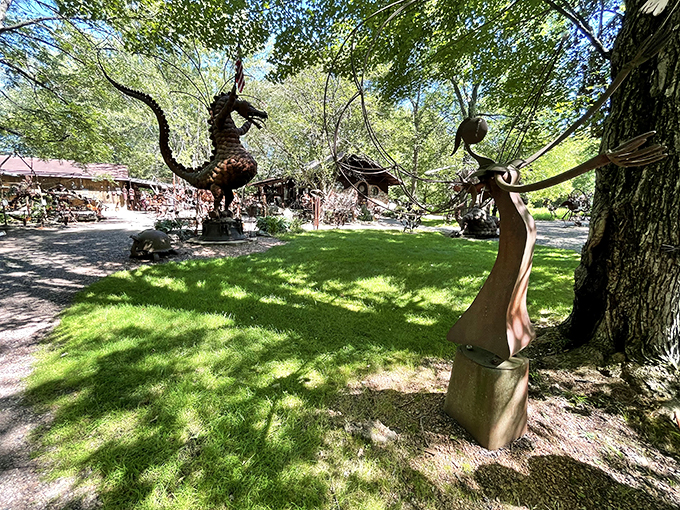 Jurassic Park meets junkyard chic. These metal monsters prove that one man's scrap is another man's prehistoric playground.