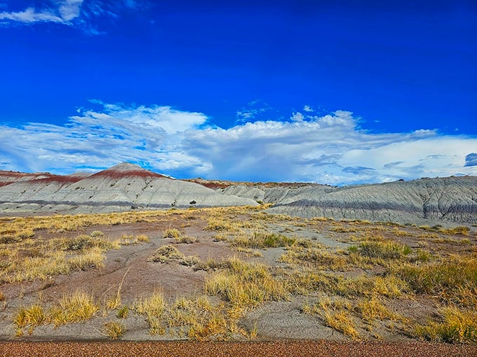 Nature's color wheel: Rolling hills showcase every shade from lavender to crimson in this real-life watercolor painting.