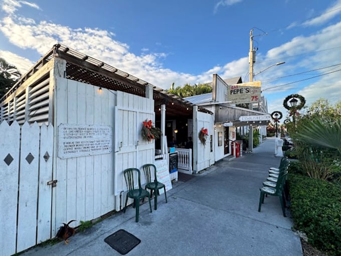 Pepe's Cafe entrance: Pepe's Cafe: Where history meets flavor. This Key West institution has been serving up deliciousness since before your great-grandparents were born!