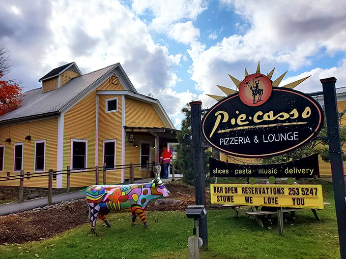 Cruise control to flavor town: This colorful pit stop serves up slices more vibrant than a tie-dye t-shirt convention.