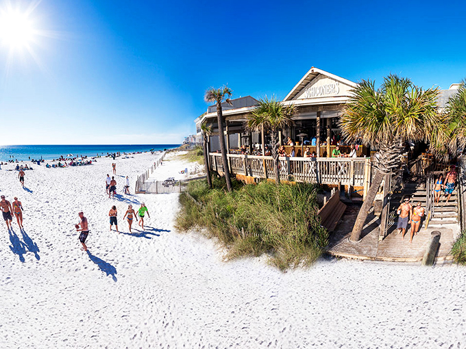 Beach bar perfection! Where the sand is soft, the drinks are cold, and the seafood is fresher than your vacation tan.