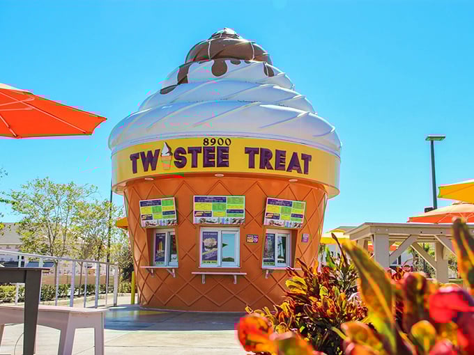 Is it a building? Is it a cone? It's Twistee Treat, where architecture and ice cream collide in delicious harmony!