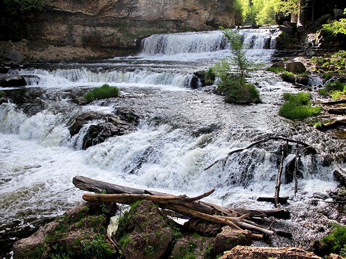 Willow Falls: Where the water takes the scenic route down! It's like watching nature's own game of Plinko, only wetter and more scenic.