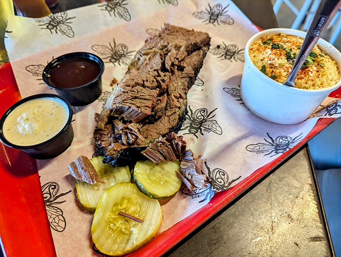 Brisket so tender, it practically melts on the plate. With a side of street corn, it's a match made in BBQ heaven.