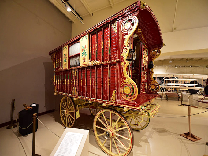 All aboard the time machine! This ornate carriage is straight out of a fairy tale – Cinderella's Uber, perhaps?