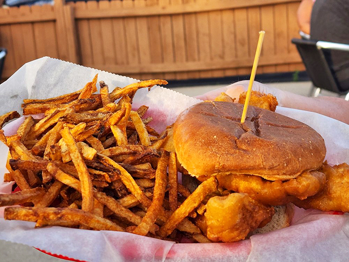 Sandwich sensation! This fish sandwich and fries combo is the Beyonc&eacute; of beach eats &ndash; it's got all the right curves and flavors in all the right places.