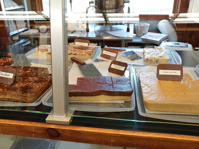 Fudge, glorious fudge! This display is sweeter than a Hallmark movie marathon. Your dentist might not approve, but your soul certainly will.