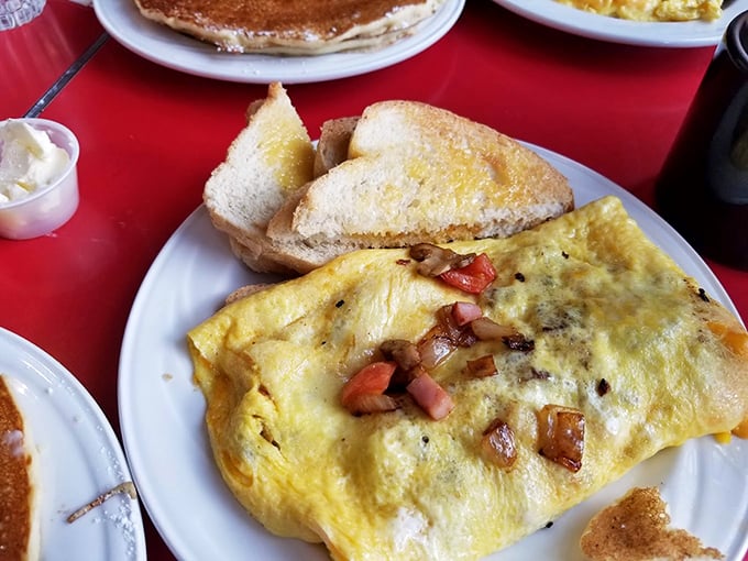 This omelet's not just a meal, it's an event. It's got more folds than an origami convention!
