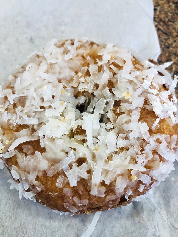 Snowball or donut? This coconut-covered beauty is the tropical vacation your taste buds have been craving.
