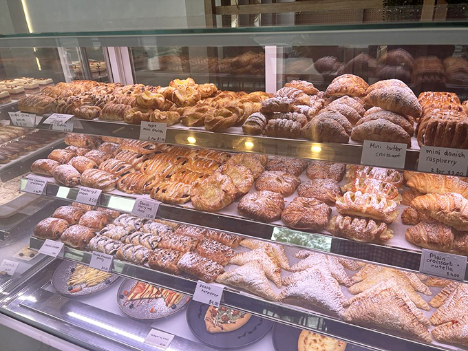 Croissant paradise! These golden beauties are so flaky, they make your ex's promises look reliable in comparison.