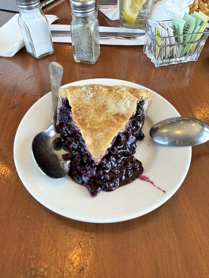 Blueberry pie so good, it might make you blue when it's gone. A slice of Maine summer, captured in a perfect golden crust.
