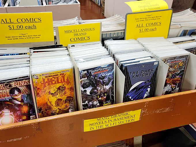 Superheroes and villains unite on these shelves. At $1 a pop, you can afford to save the world (or conquer it) many times over.