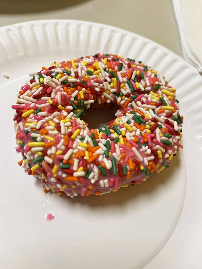 Homer Simpson would weep tears of joy. This sprinkle-covered masterpiece is the stuff of cartoon dreams come to life.