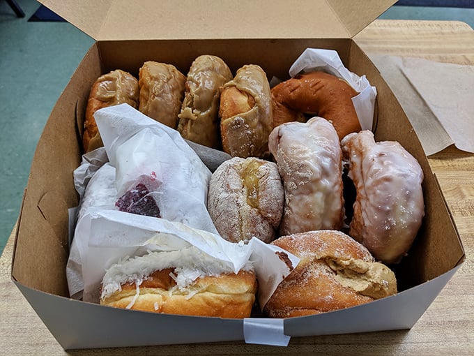 A dozen reasons to smile! This box of assorted donuts isn't just breakfast &ndash; it's a portable party waiting to happen.
