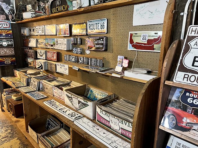 License plate heaven or the world's most patriotic Jenga game? This wall of automotive history is a testament to America's love affair with the open road. Can you spot your state?
