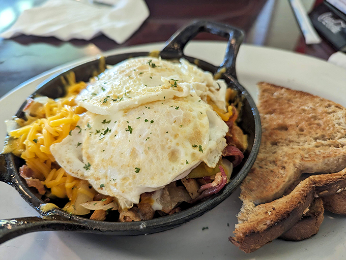 Sizzle, sizzle! This skillet is a flavor fiesta that'll make your taste buds break into a happy dance. Fork not included, enthusiasm required!