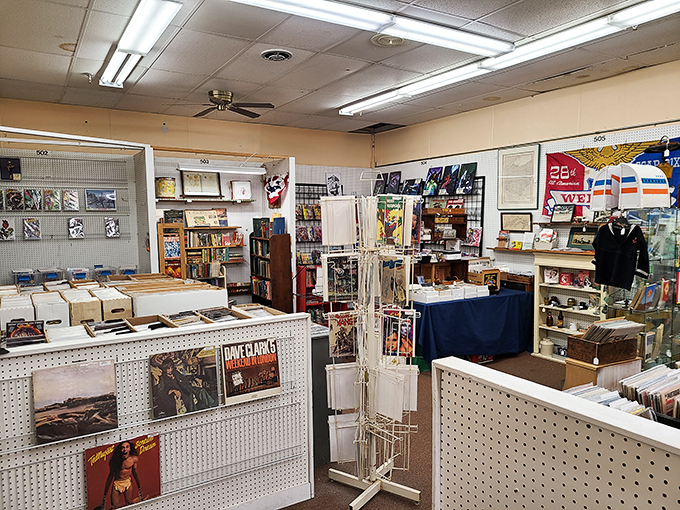 Vinyl paradise! These groovy stacks are a music lover's dream, where you can almost hear the ghosts of rock 'n' roll past whispering, "Buy me, buy me!"