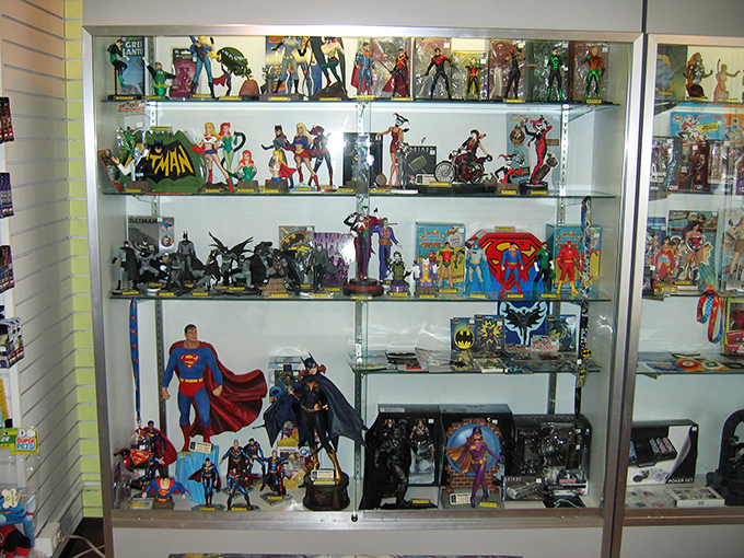 Action figures, assemble! This display case is like the Avengers of collectibles, each hero ready for their next great adventure.