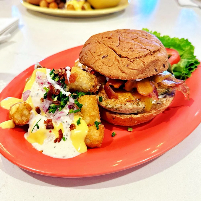 This isn't just a chicken sandwich; it's a tower of flavor that would make the Leaning Tower of Pisa jealous. Lean in and take a bite!