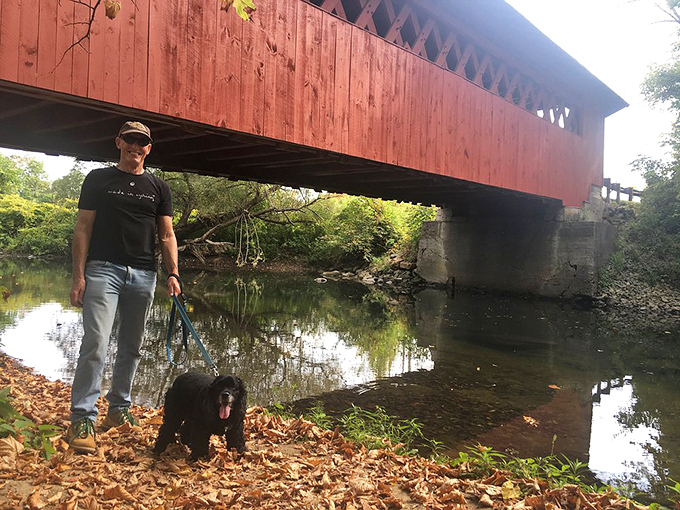 Man's best friend leads the way to adventure. This bridge isn't just crossing water&mdash;it's spanning generations of tail-wagging explorers.