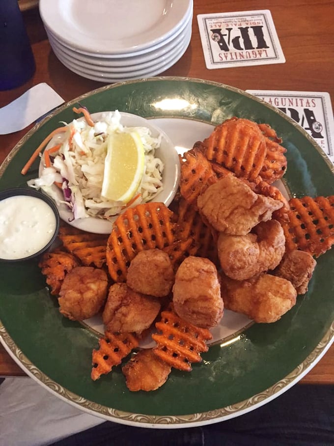 Golden nuggets of the sea! These fried scallops are like edible pearls &ndash; each bite a little taste of coastal heaven. Pass the tartar sauce, please!