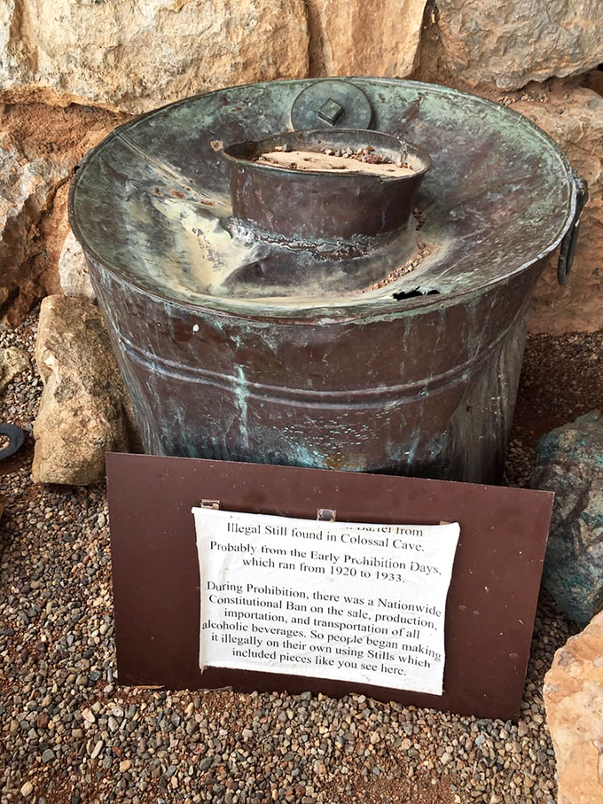 Prohibition-era ingenuity on display. Who knew caves could double as speakeasies? Al Capone would've been impressed!