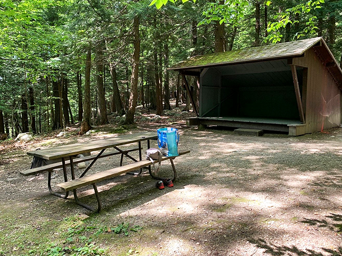 Rustic charm meets woodland serenity. This lean-to is the perfect spot to pen your next great American novel&hellip; or just take a nap.