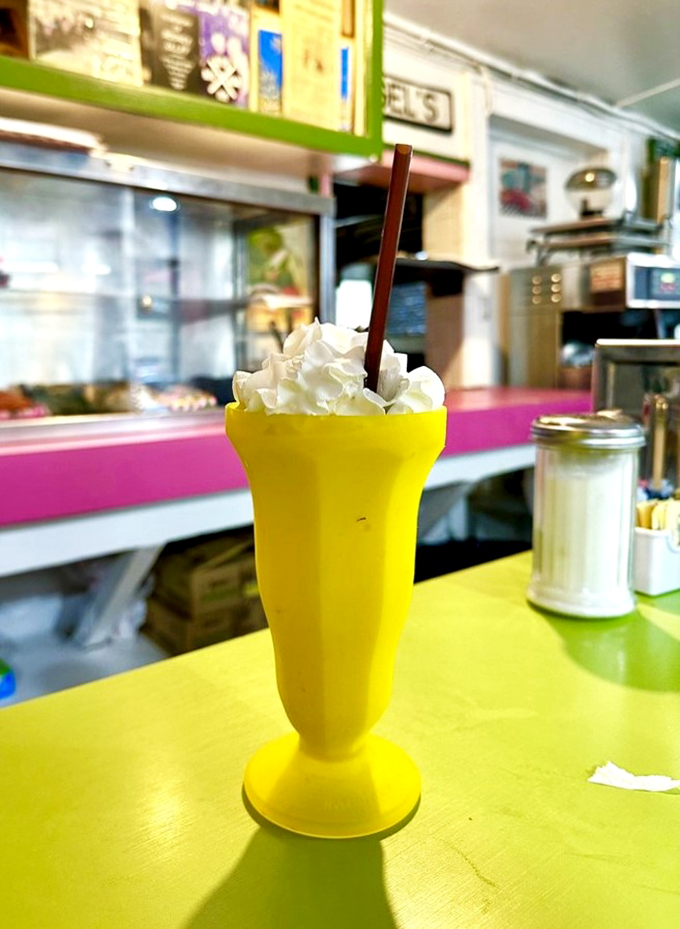 Shake it up, baby! This sunny yellow milkshake is thicker than my grandmother's accent and twice as sweet.