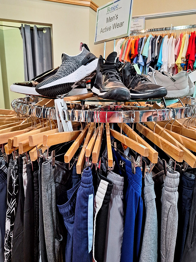 Sneakerheads, rejoice! This circular display of kicks is like a lazy Susan of footwear dreams. Spin the wheel of shoe fortune!