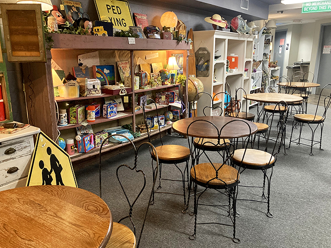 Pull up a chair and stay awhile! This cozy nook feels like you've stumbled into a 1950s soda shop – root beer float, anyone?