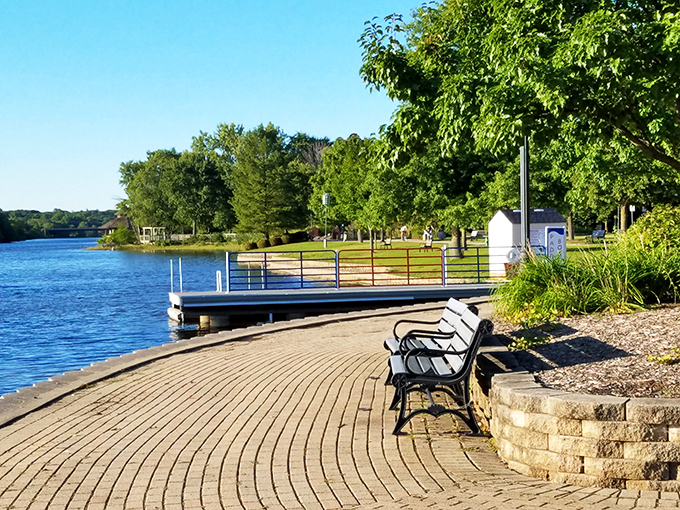 Batavia Riverwalk: Small-town America's answer to the Champs-&Eacute;lys&eacute;es. Swap Parisian cafes for riverfront benches, and you've got yourself a Midwest masterpiece!