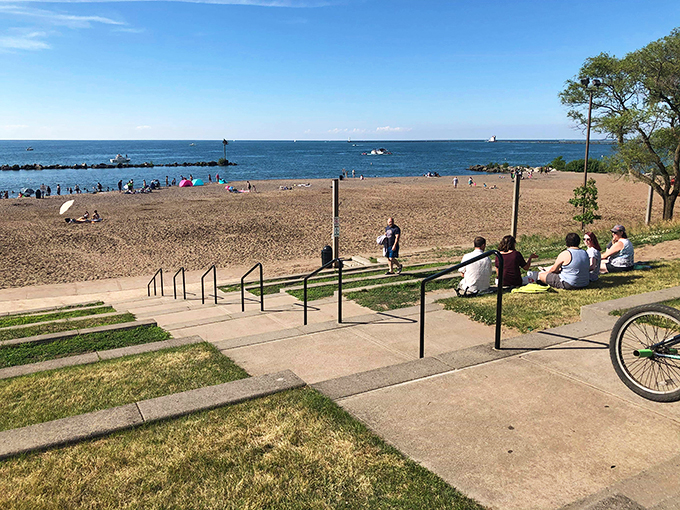 "Lighthouse, camera, action! Lakeview Beach's iconic beacon steals the show. It's ready for its maritime movie moment."