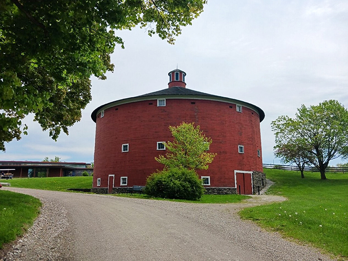 The magnificent Round Barn at Shelburne Museum! A unique piece of Shaker history set against the lush green of Vermont.