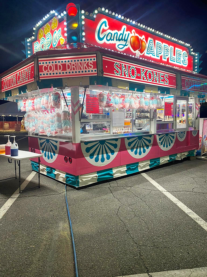 Roadside sugar rush! Smokey's Greater Shows' candy apple stand is your ticket to a classic carnival experience.