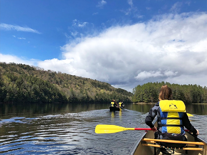 The ultimate pitstop: Swap car horns for rushing water and campfire stories.