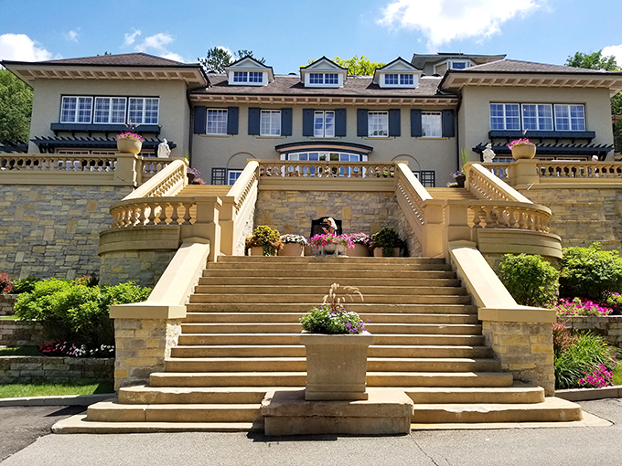 Roadside remedy for boring drives: A mansion that'll cure your craving for Gilded Age glamour and medical marvels.