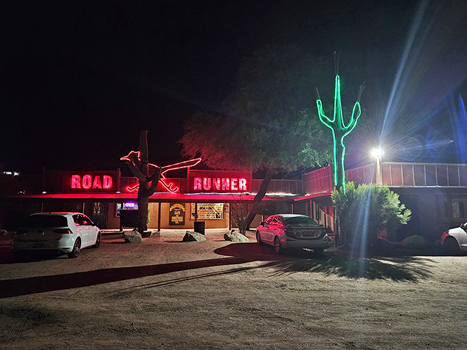 Day or night, this joint's got more personality than a cactus has needles. Saddle up!