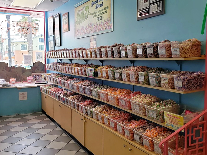 Watch taffy being pulled like an edible tug-of-war. It's a hypnotic dance of sugar that ends in your mouth.