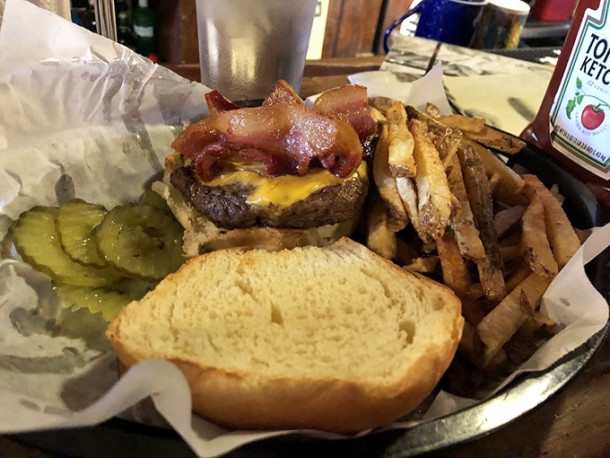 Who needs a life preserver when you've got this bacon cheeseburger? It's a flavor flotation device for your taste buds.