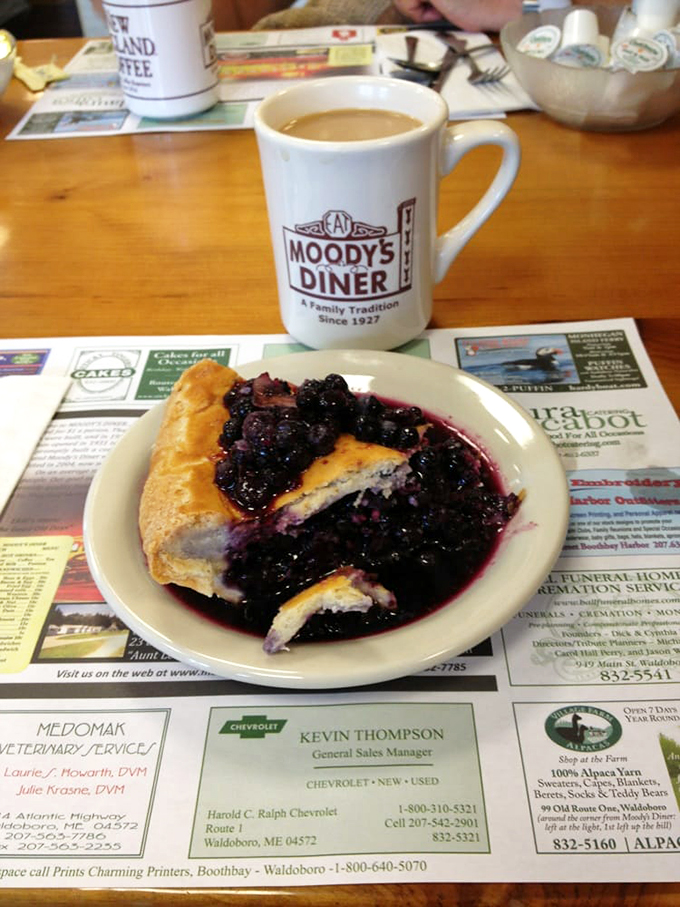 The perfect pairing: Wild blueberry pie and a steaming cup of joe. Breakfast of champions or dessert of dreams? You decide.