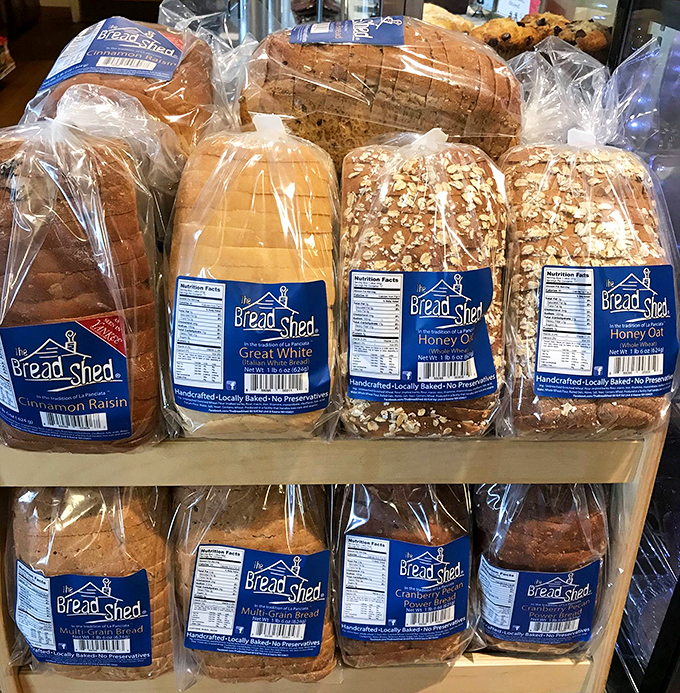 A bread lover's paradise! This display is like a United Nations summit of loaves, where every culture gets a seat at the table.
